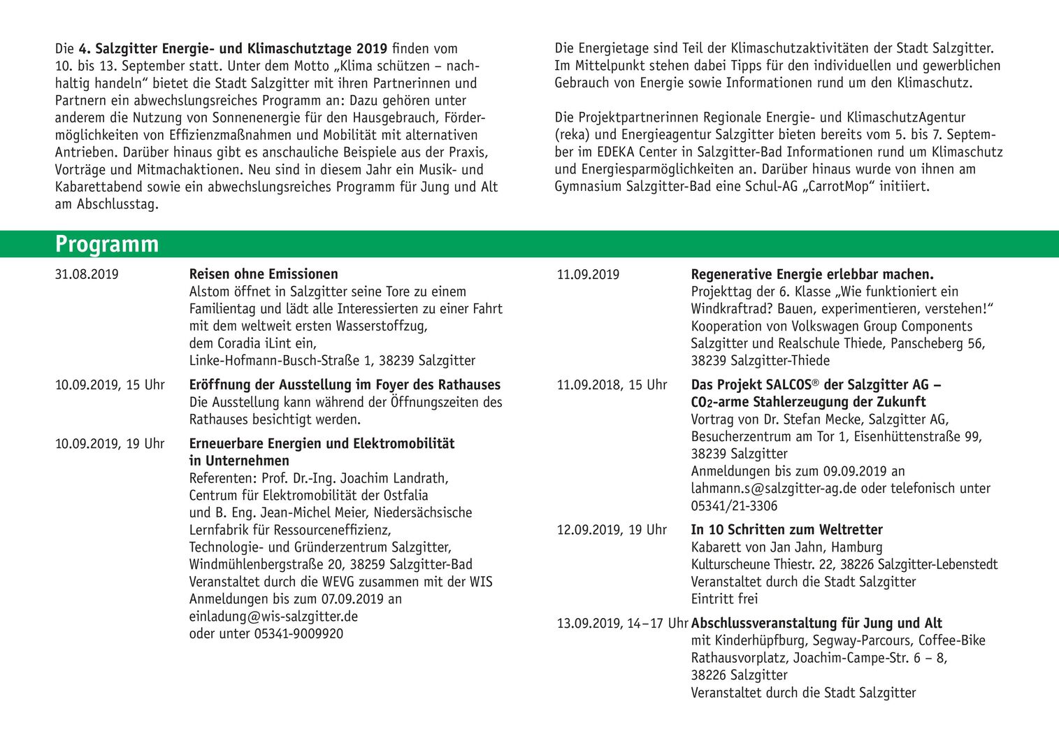 Einladung – 4. Energietage Salzgitter: „Erneuerbare Energien und ...